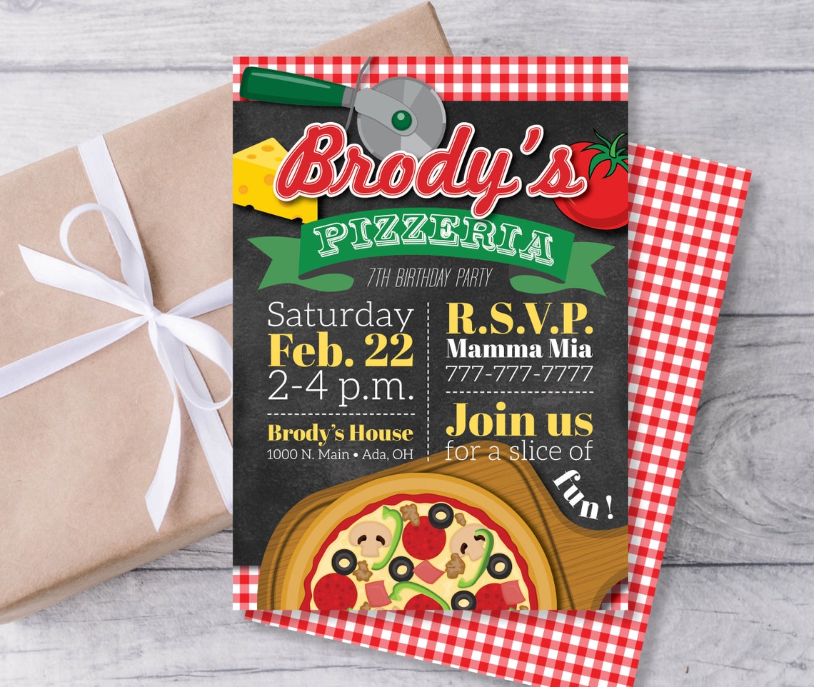 Pizza Birthday Party Invitation Slice of Fun Pizza Party - Etsy