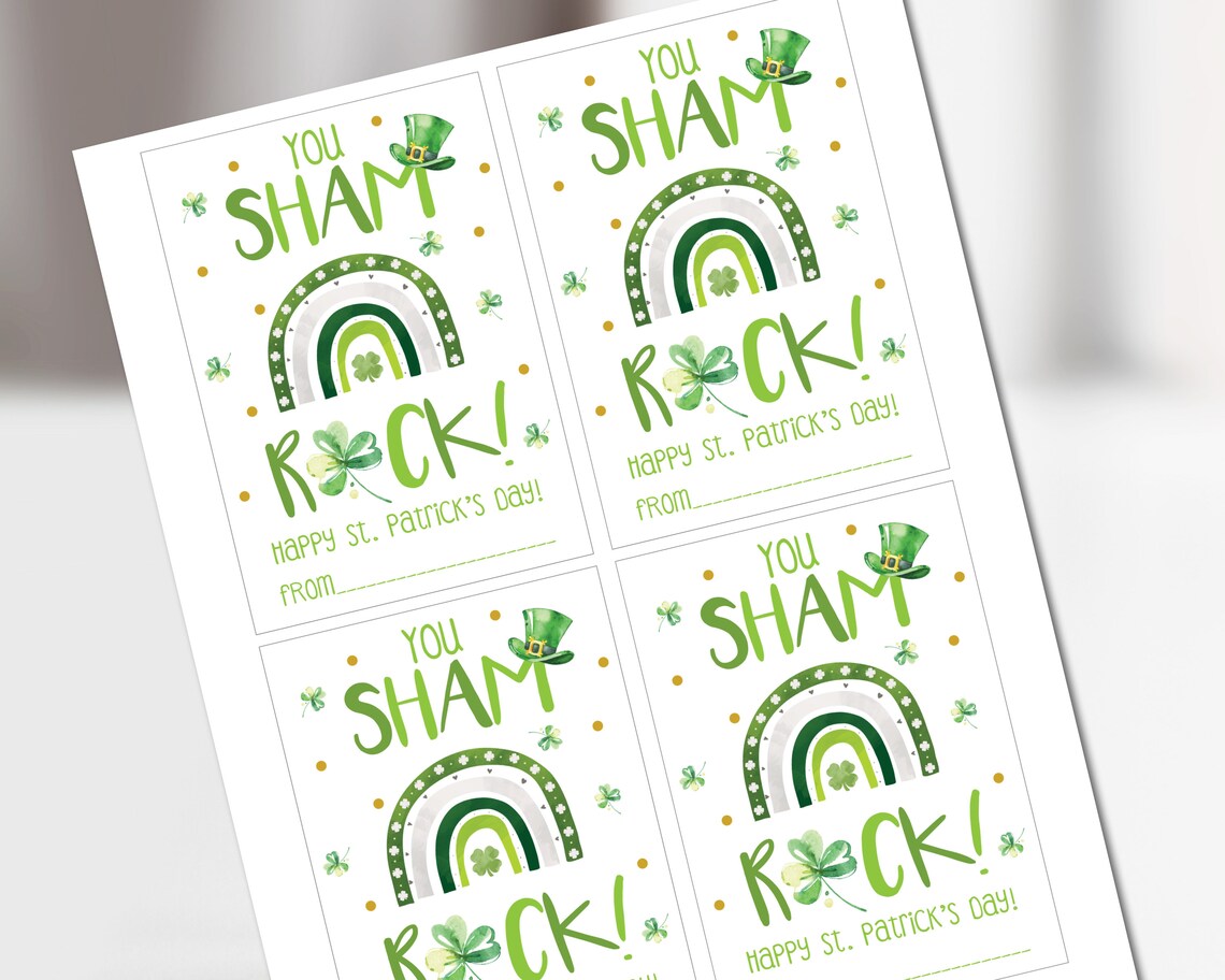 Printable St. Patrick's Day Gift Tag Shamrock Rainbow | Etsy