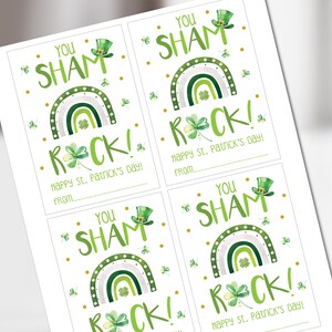 Printable St. Patrick's Day Gift Tag, Shamrock Rainbow Favor Tag ...