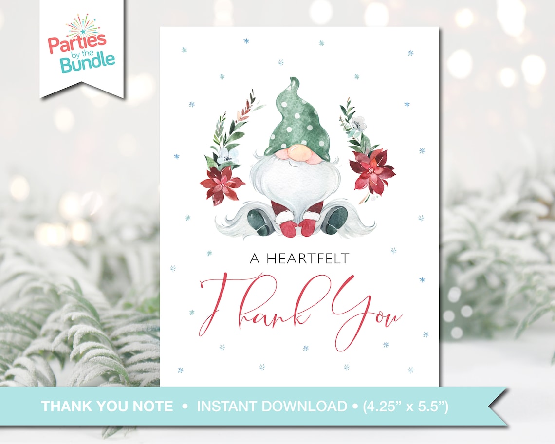 Christmas Gnome Thank You Note Thank You Card Gnome - Etsy