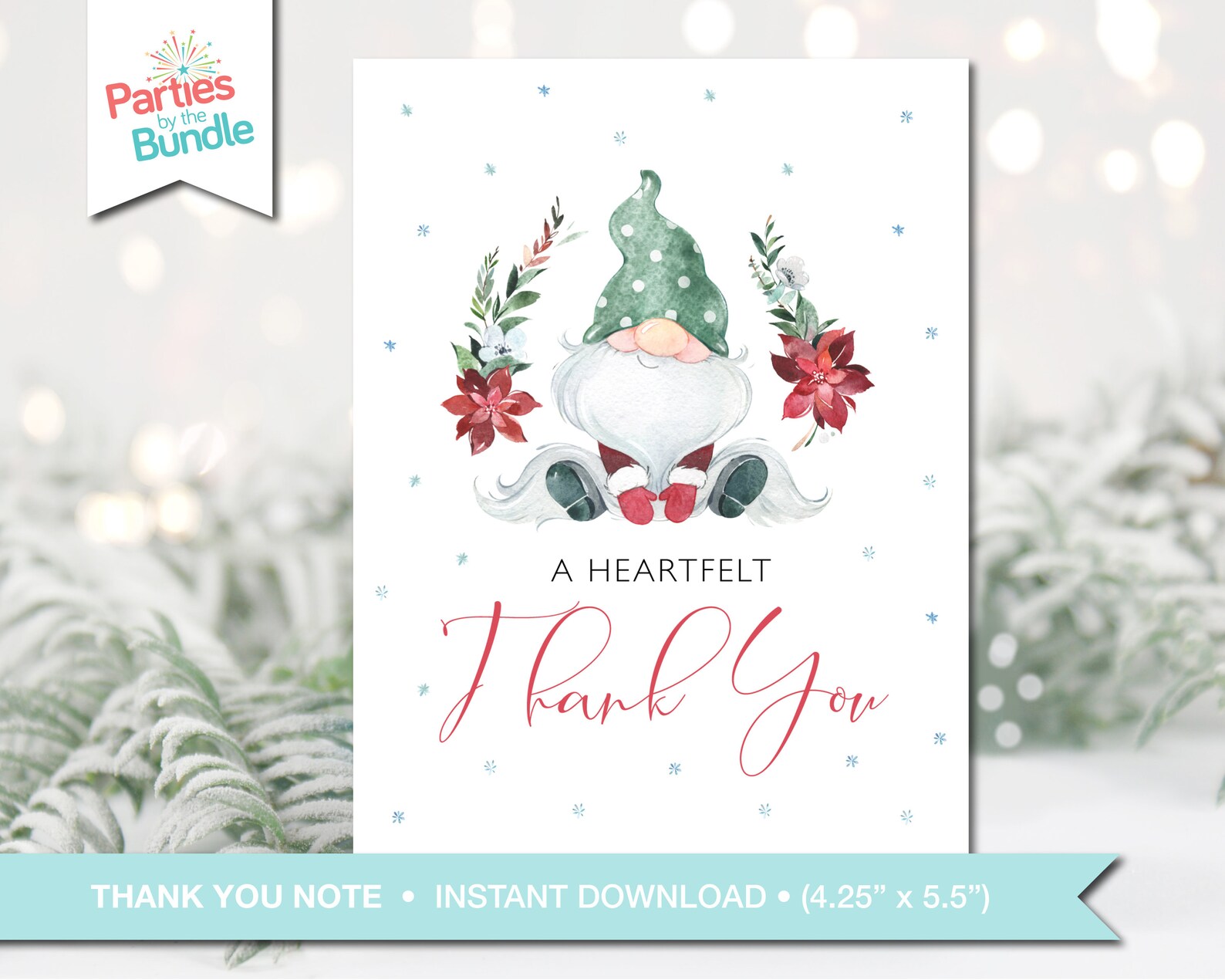 Christmas Gnome Thank You Note, Thank You Card, Gnome Christmas ...
