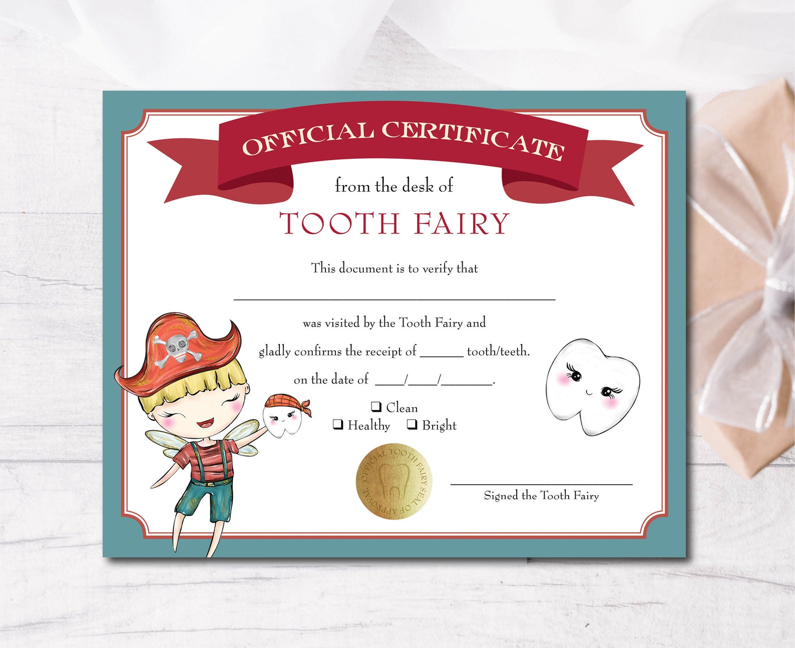 Tooth Fairy Certificate for Boy Tooth Fairy Receipt Lost - Etsy