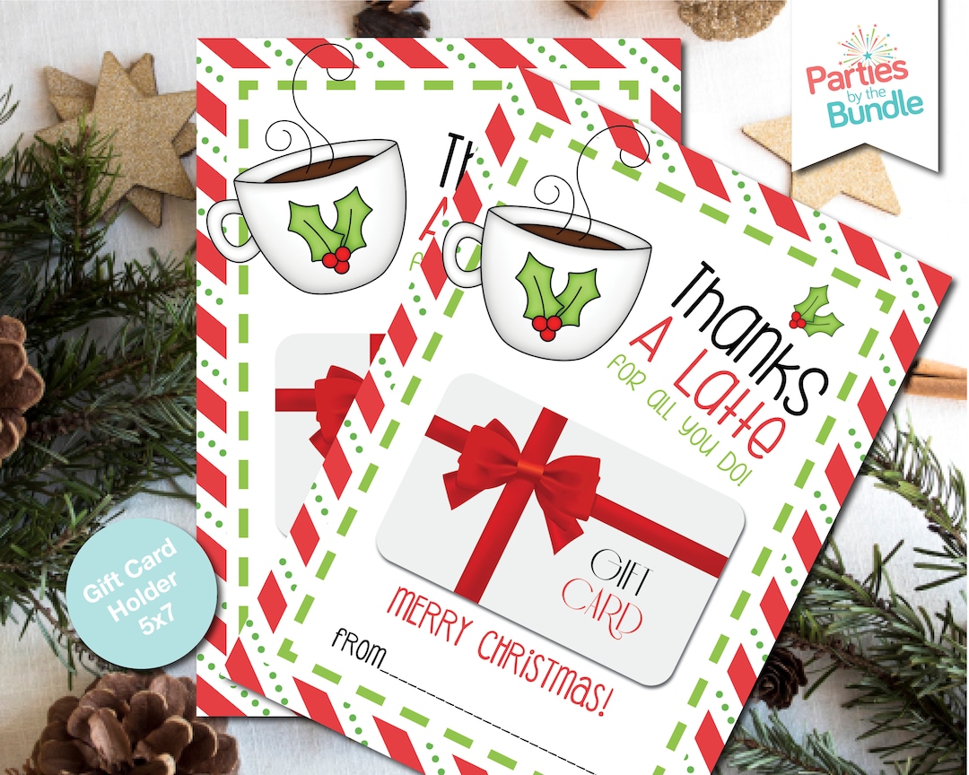Thanks a Latte Employee Appreciation Printable Christmas Gift Card ...