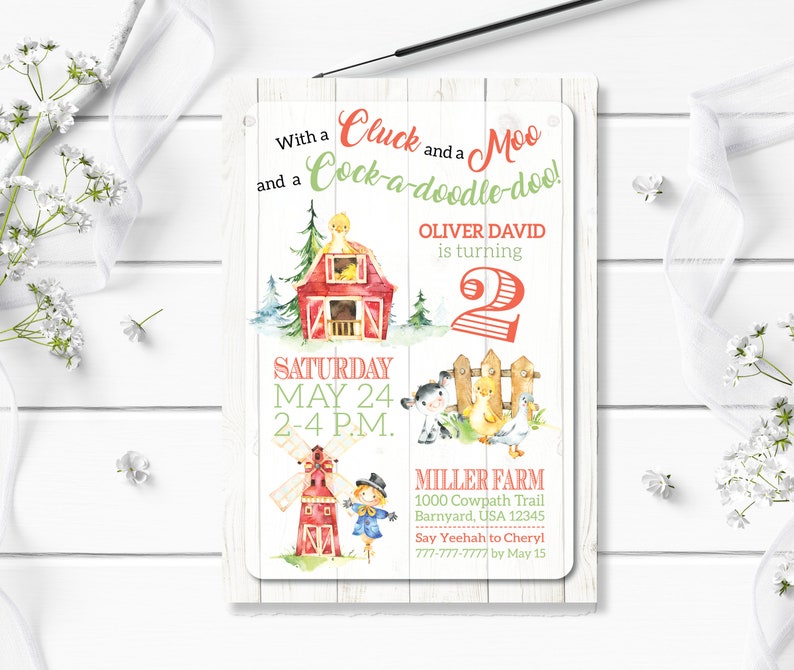 Barn Invitation Barnyard Birthday Invitation Barnyard - Etsy