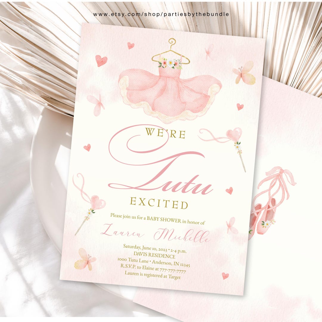 EDITABLE Tutu Baby Shower Invitation | Pink Ballerina Dance & Twirl ...