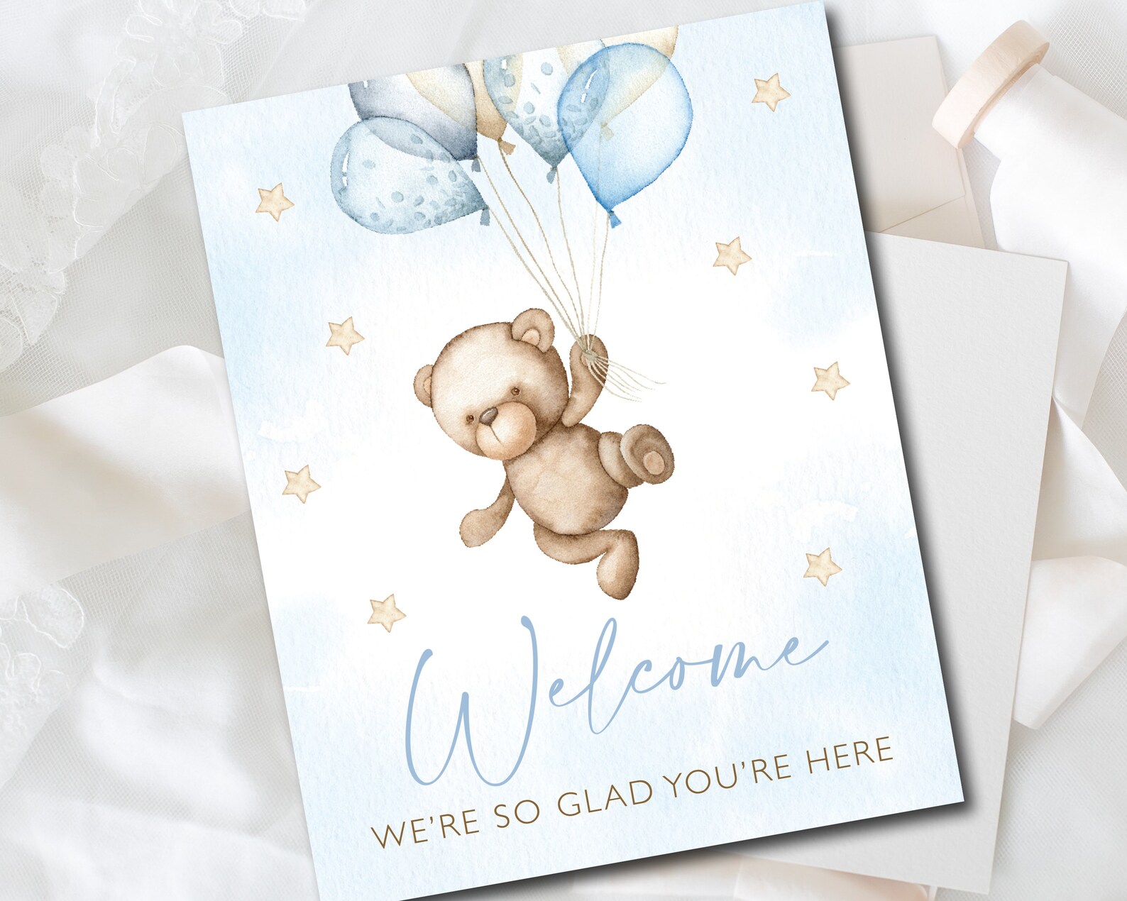 Teddy Bear Welcome Sign Blue Teddy Bear Party Decorations - Etsy