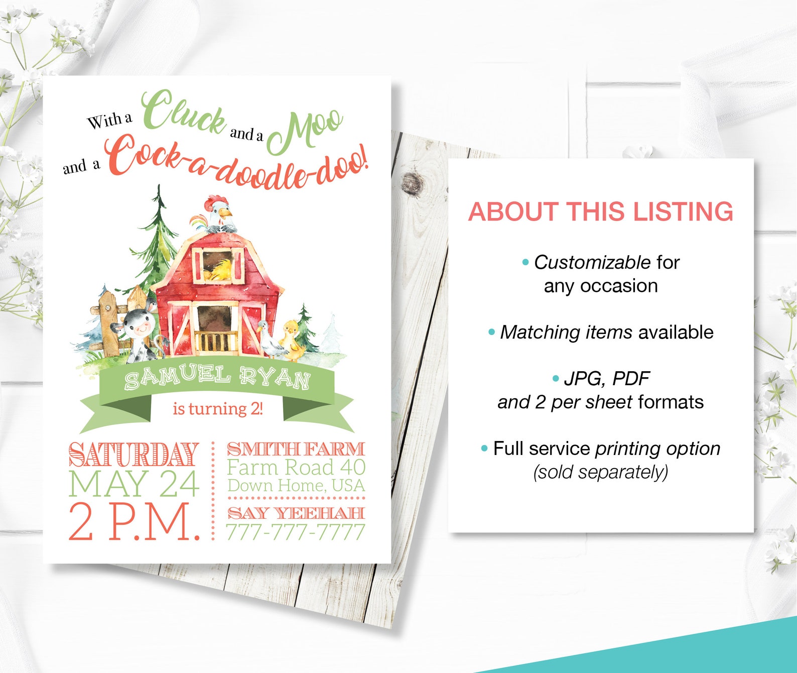 Barn Invitation Barnyard Birthday Invitation Barnyard - Etsy