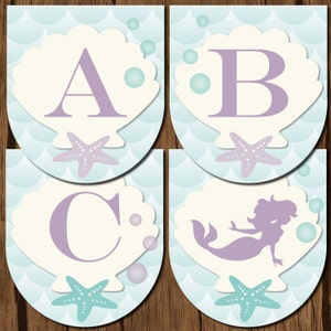 Mermaid Birthday Party Banner, Mermaid Decor, Birthday Bunting ...