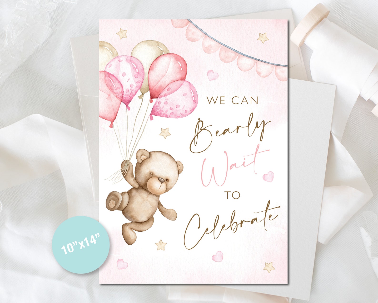 Teddy Bear Poster Set Pink Teddy Bear Party Decorations - Etsy