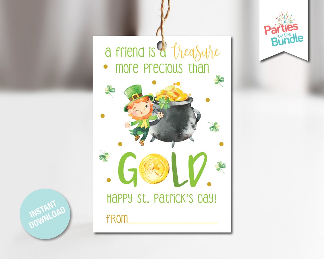 Printable St. Patrick's Day Gift Tag, Shamrock Favor Tag, Printable ...