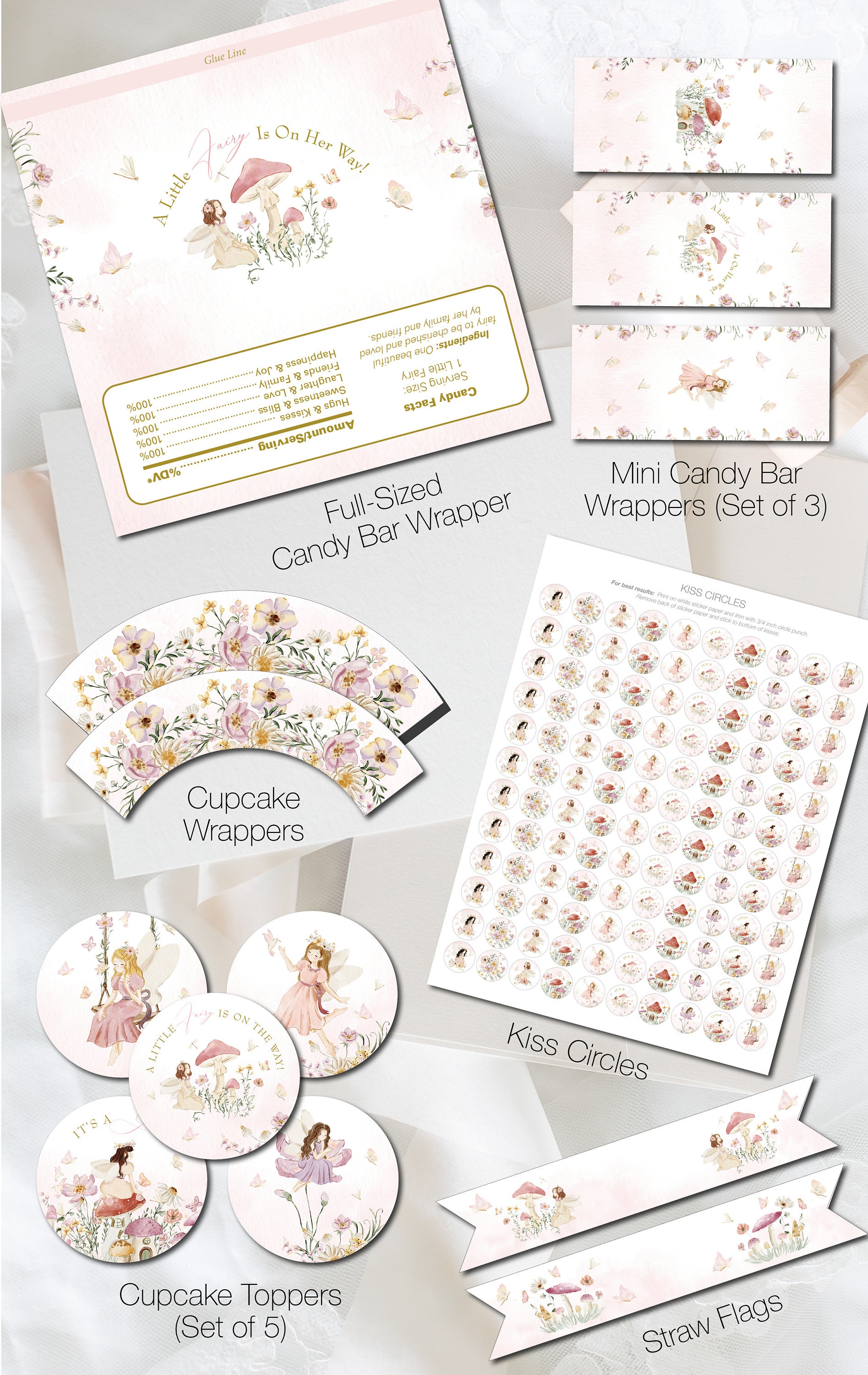 Fairy Printable Baby Shower Bundle Party Pack Kit Garden Fairy - Etsy