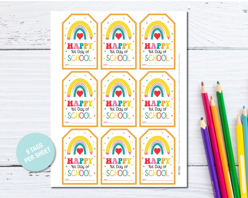 Back to School Gift Tag: Happy First Day Printable (instant Download ...