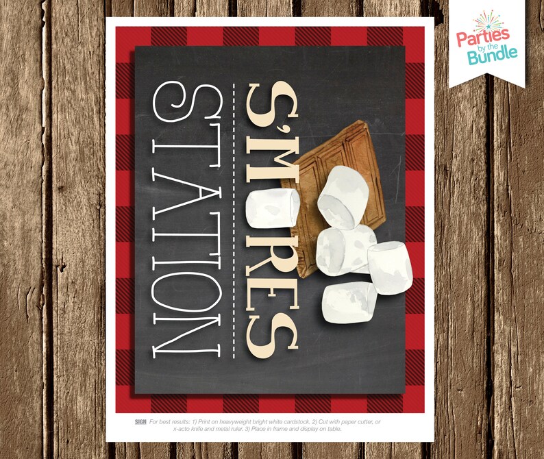 S'mores Station Printable Sign Smores Bar Sign | Etsy