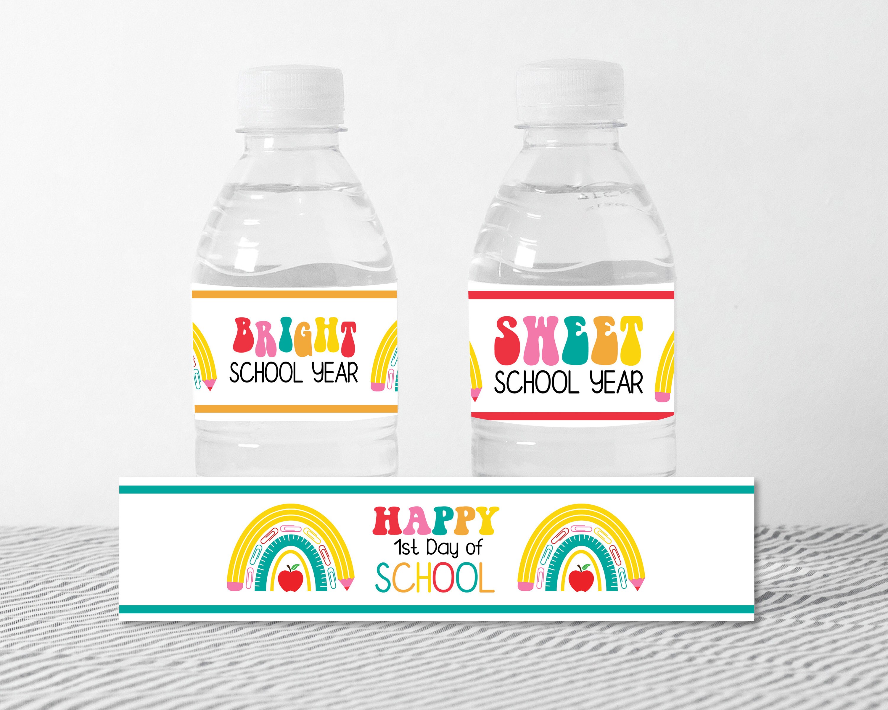 Back to School Water Bottle Labels: Printable Wrappers (instant ...