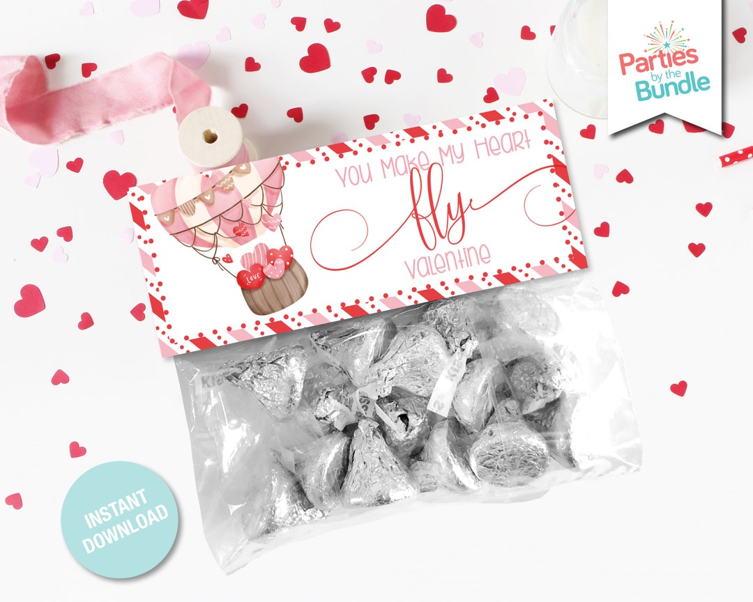 Valentine's Day Treat Topper, Valentine Hot Air Balloon, You Make My ...