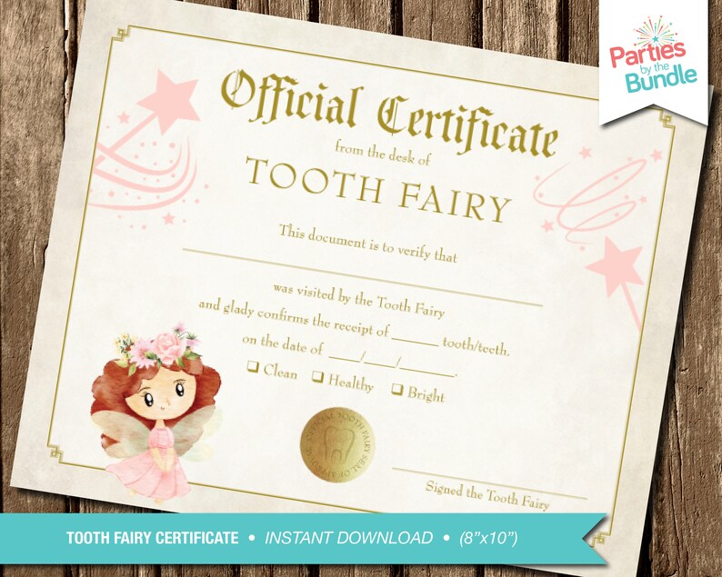 Certificado de Hada de los Dientes para Niña Recibo de Hada - Etsy México