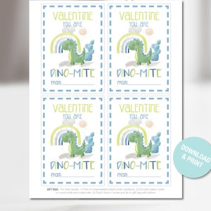 Printable Valentine's Day Gift Tag, Dinosaur Valentine Favor Tag ...