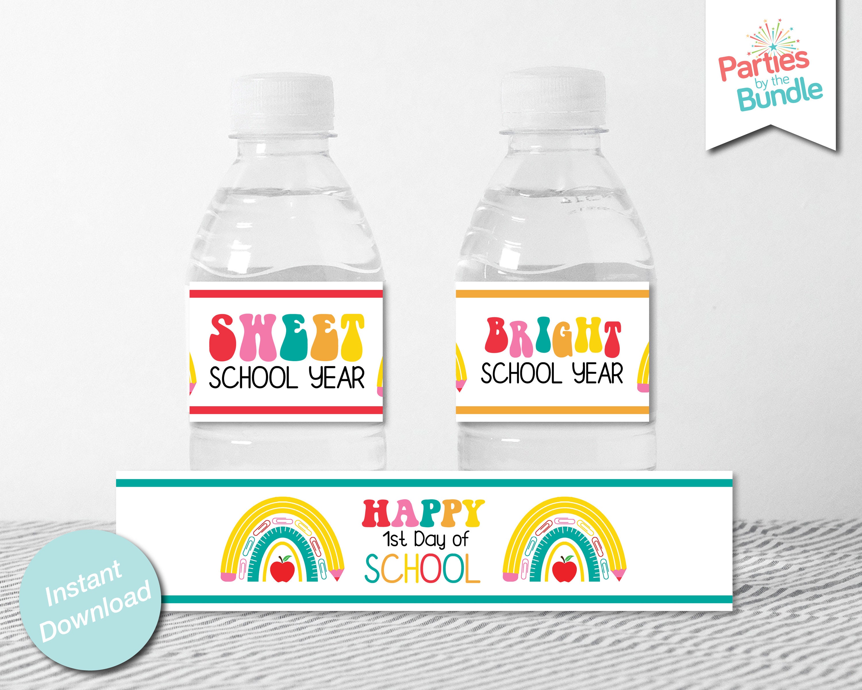 Back to School Water Bottle Labels: Printable Wrappers (instant ...