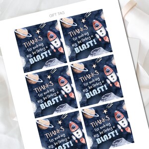Space Birthday Gift Tags, Outer Space Party Printables, Thank You Tags ...