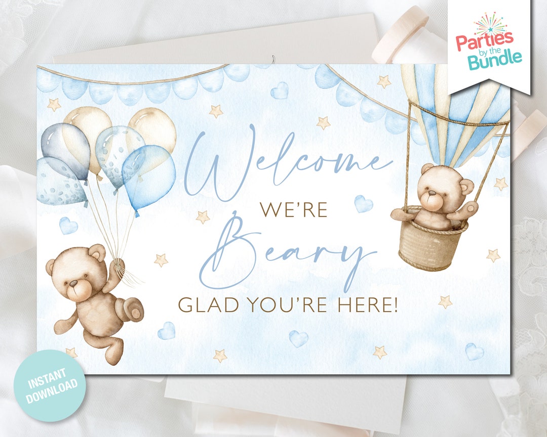 Teddy Bear Birthday Yard Sign, Blue Teddy Bear Party Decorations ...