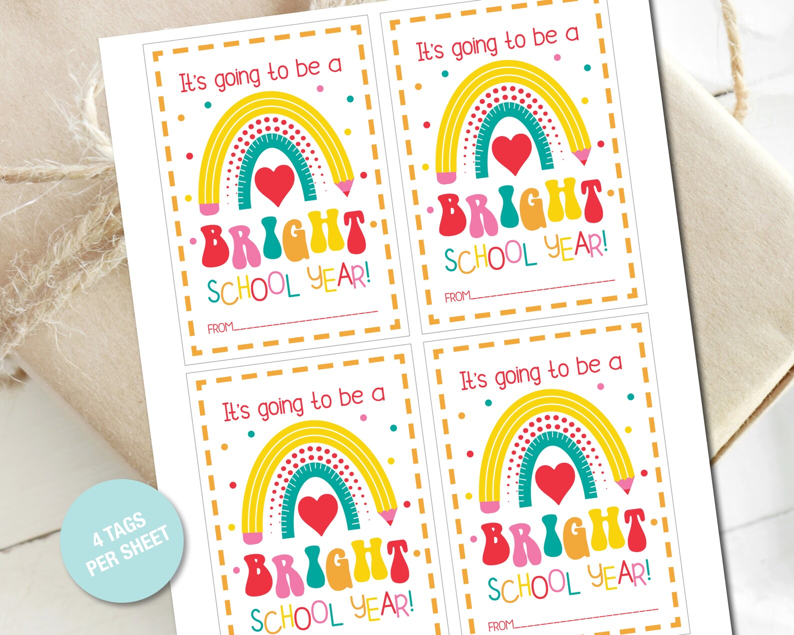 Bright School Year Gift Tag: Printable Back to School Favor (instant ...