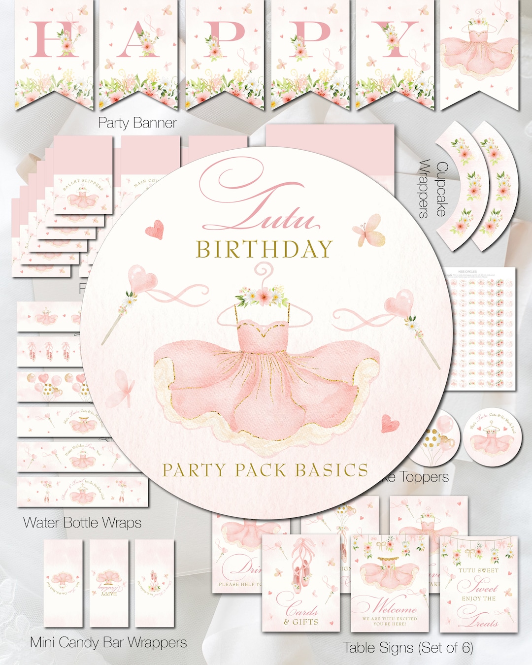 Ballerina Birthday Party Bundle Pink Tutu Party Pack Kit Tutu Cute ...