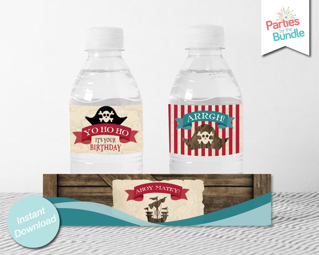 Water Bottle Labels, Pirate Water Bottle Labels, Drink Labels, Pirate ...