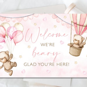 Teddy Bear Baby Shower Yard Sign, Pink Teddy Bear Party Decorations ...