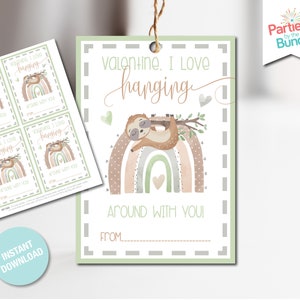 Printable Valentine's Day Gift Tag, Sloth Valentine Favor Tag ...
