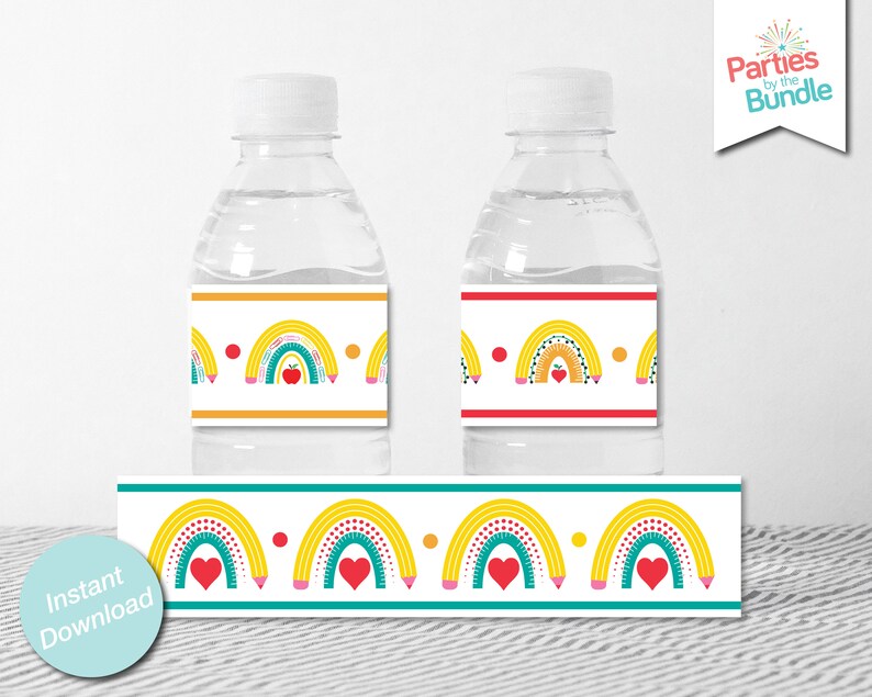 Back to School Water Bottle Labels: Printable Wrappers (instant ...
