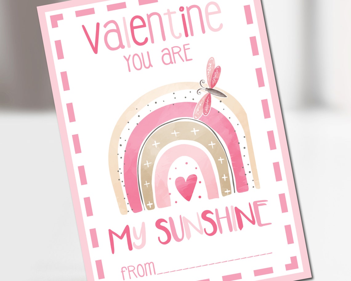 Printable Valentine's Day Gift Tag Pink Rainbow Favor - Etsy