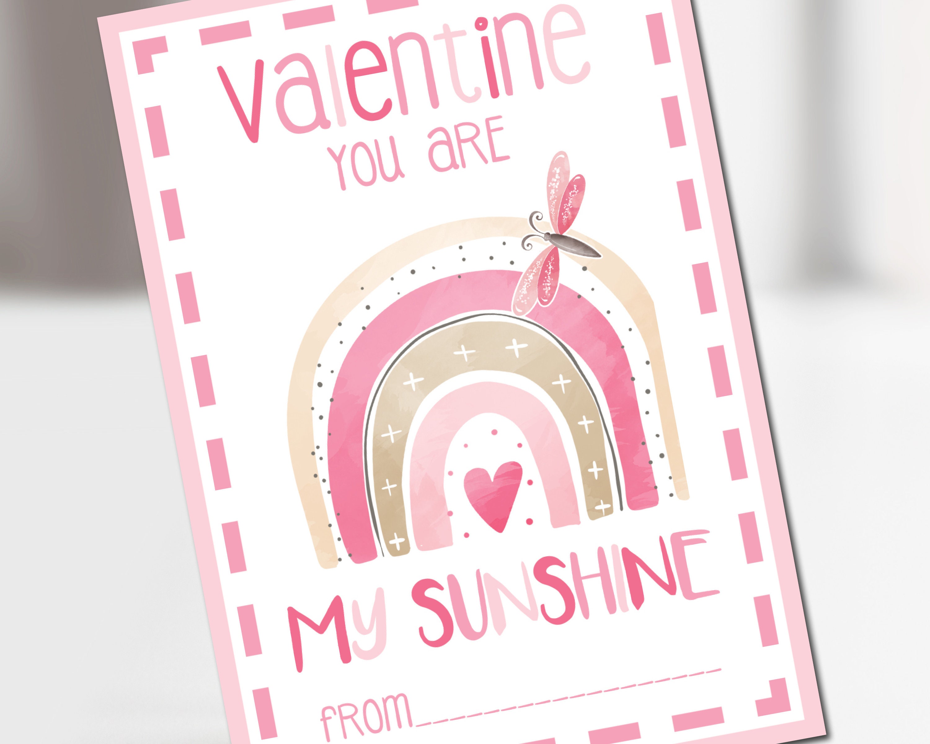 Printable Valentine's Day Gift Tag Pink Rainbow Favor - Etsy