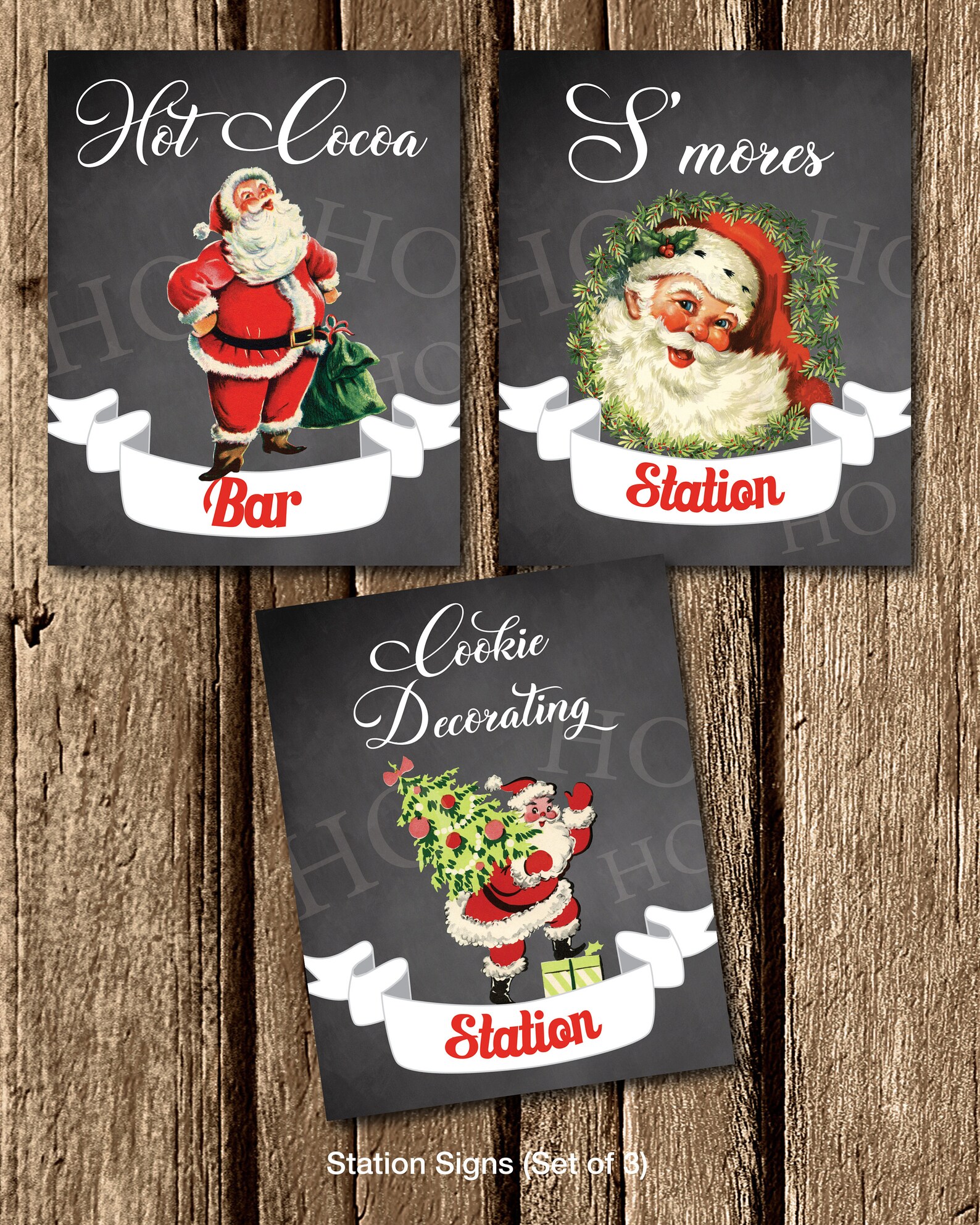 Retro Santa Decoration Kit Christmas Printable Party Bundle - Etsy