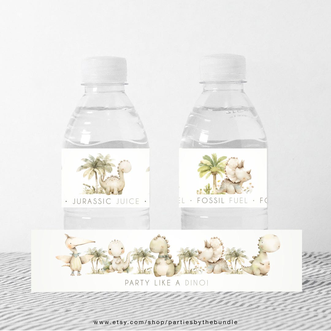 Dinosaur Birthday Water Bottle Labels | Dino-mite Party Decor | INSTANT ...