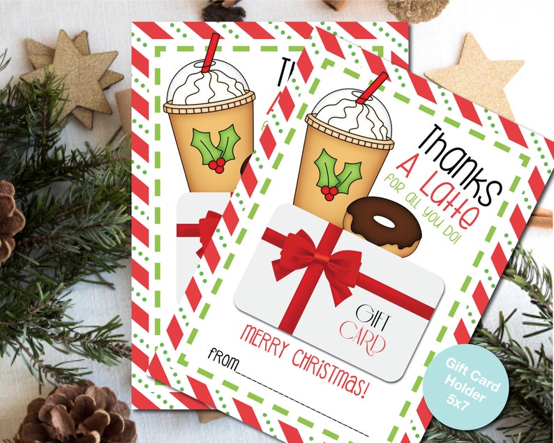 Thanks a Latte Employee Appreciation Printable Christmas Gift Card ...