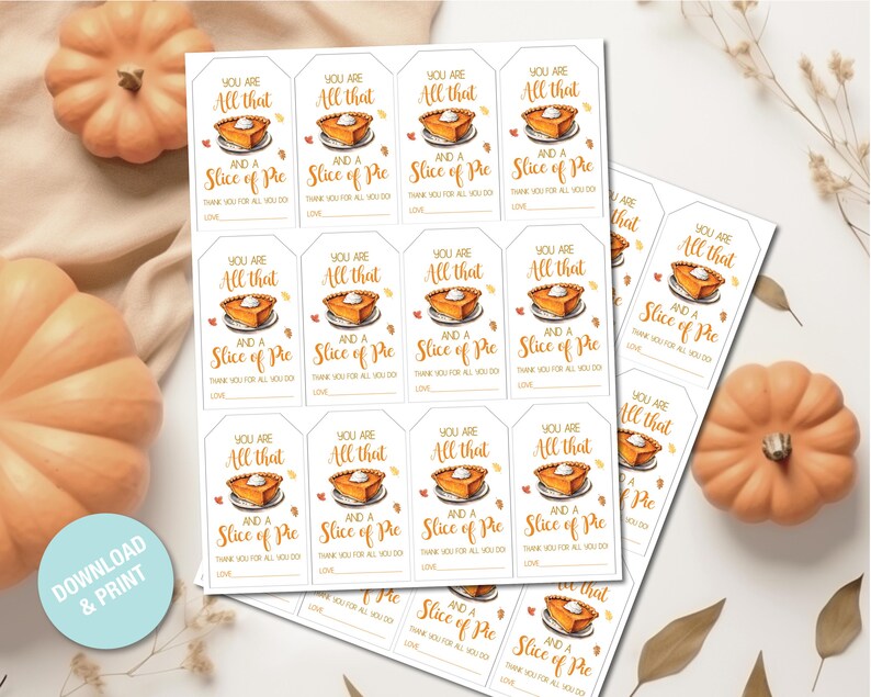 Thanksgiving Gift Tag | Baked Goods Favor Card | All That and a Slice ...