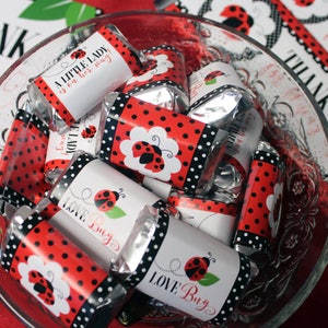 Ladybug Shower Favors, Ladybug Candy Bar Wrappers, Mini Candy Wrappers ...