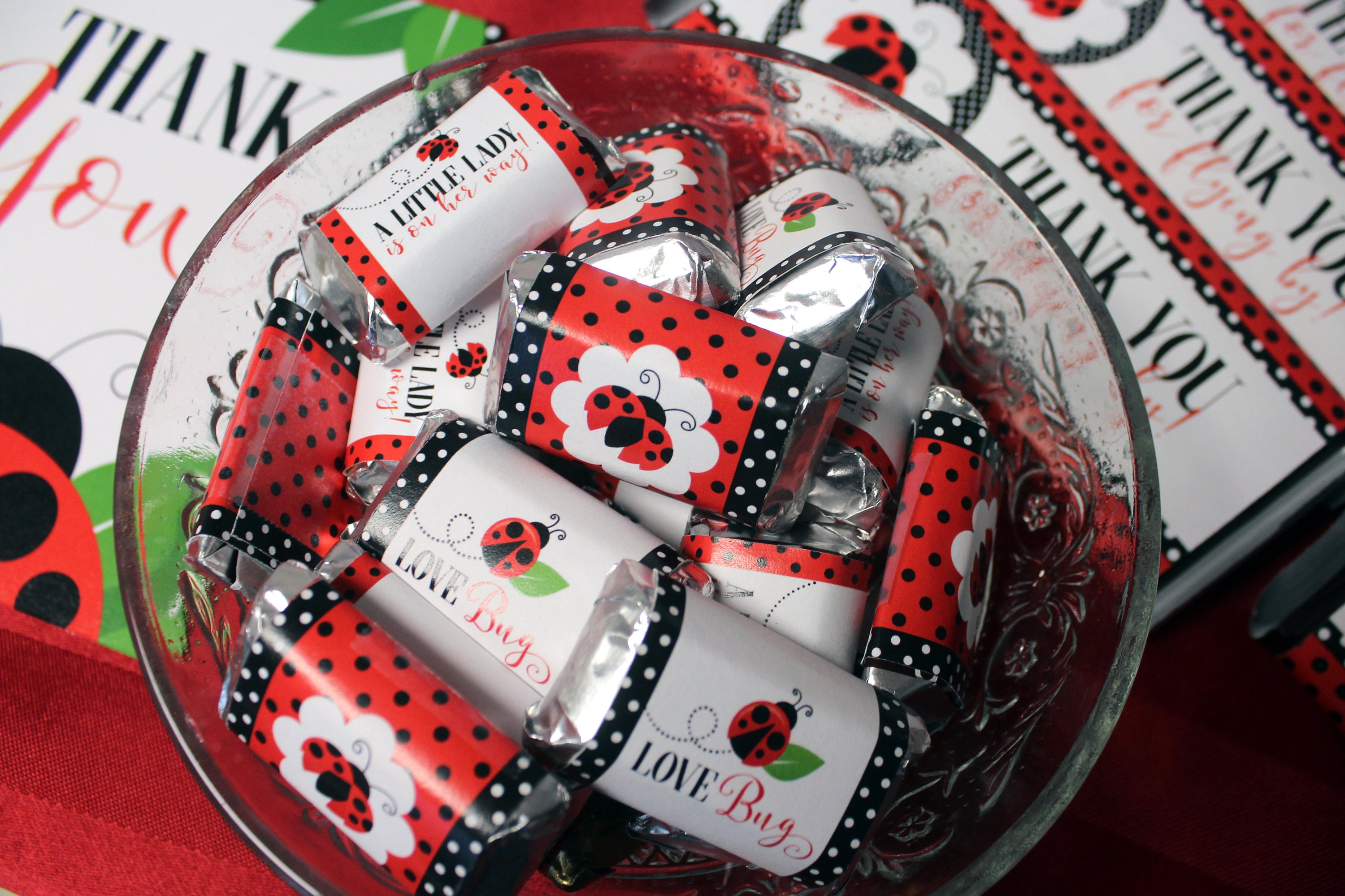 Ladybug Shower Favors Ladybug Candy Bar Wrappers Mini Candy | Etsy