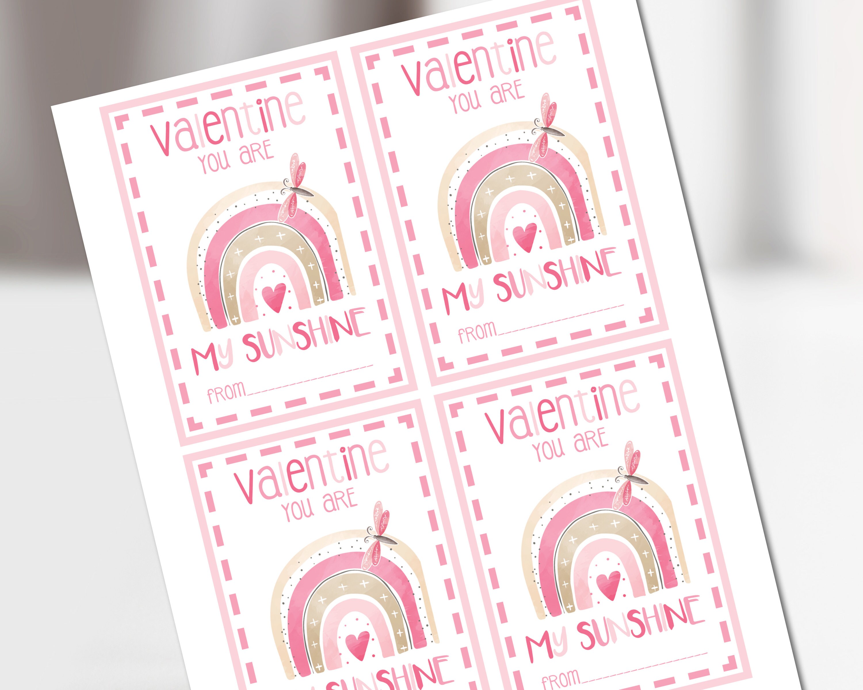 Printable Valentine's Day Gift Tag Pink Rainbow Favor - Etsy