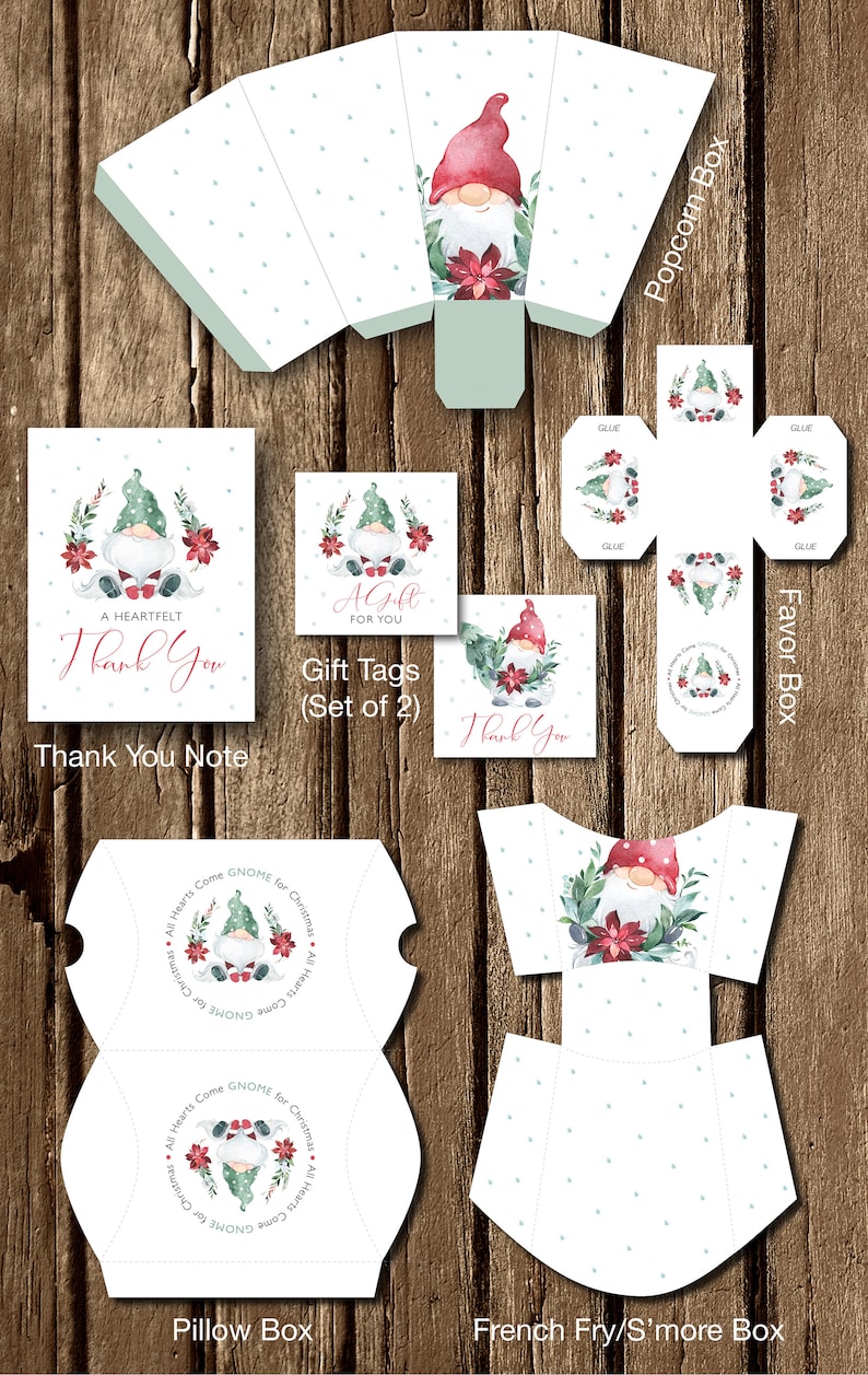 Gnome Decoration Kit Gnomes Christmas Printable Party Bundle - Etsy