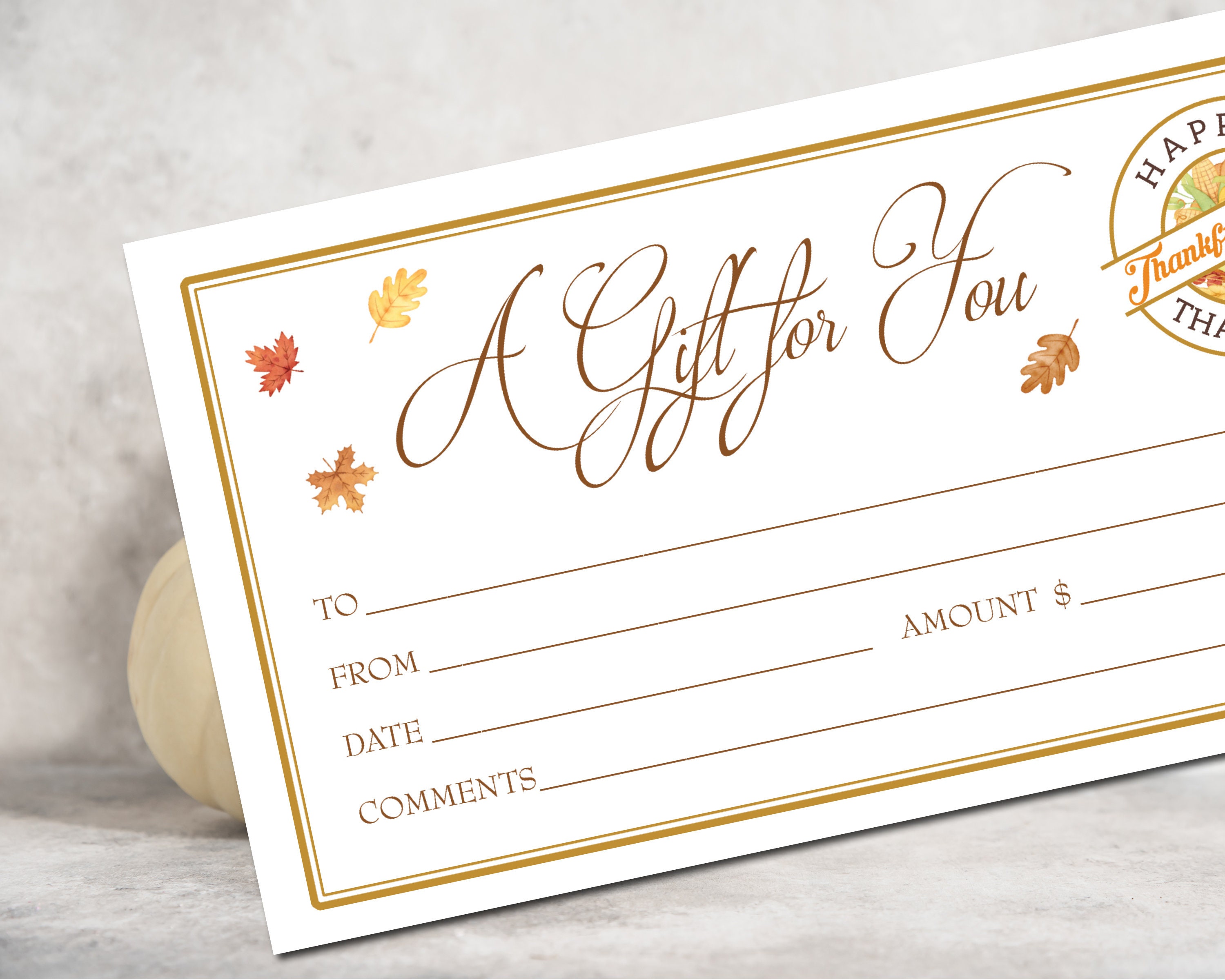 Printable Thanksgiving Gift Certificate | Friendsgiving Gift Card ...