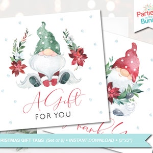 Christmas Gnome Gift Tags, Holiday Gift Tag, Gnome Christmas Printables ...