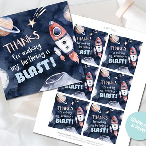 Space Birthday Gift Tags, Outer Space Party Printables, Thank You Tags ...