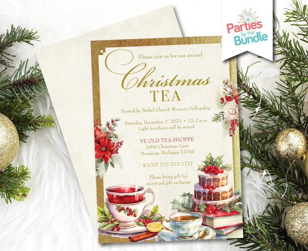Christmas Tea Party Invitation | Seasonal Brunch Invite | DIGITAL FILE ...