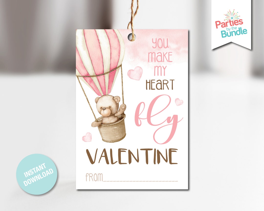 Printable Valentine's Day Gift Tag, Valentine Favor Tag, Teddy Bear ...