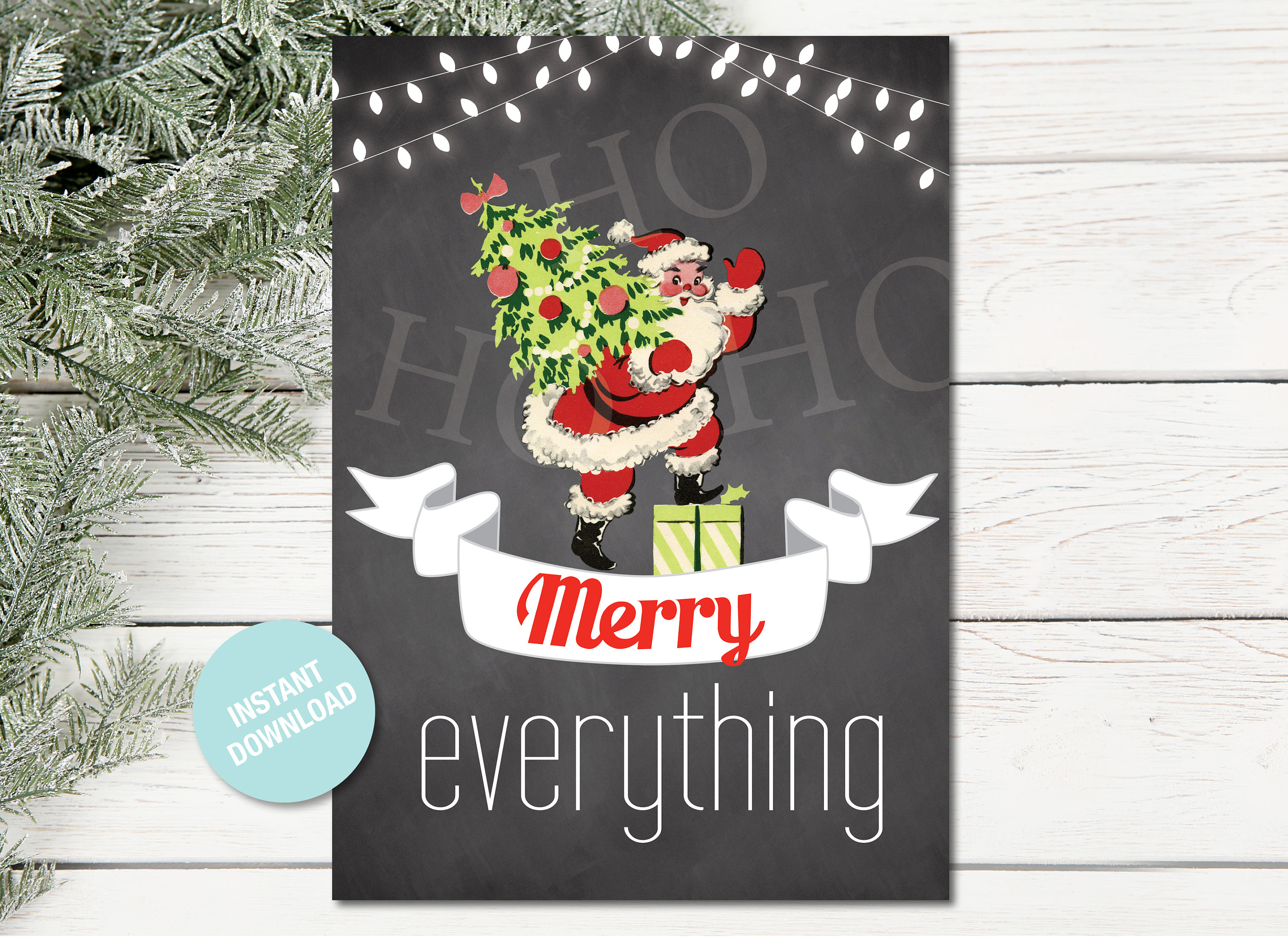 Santa Poster Set Retro Santa Printables Christmas - Etsy