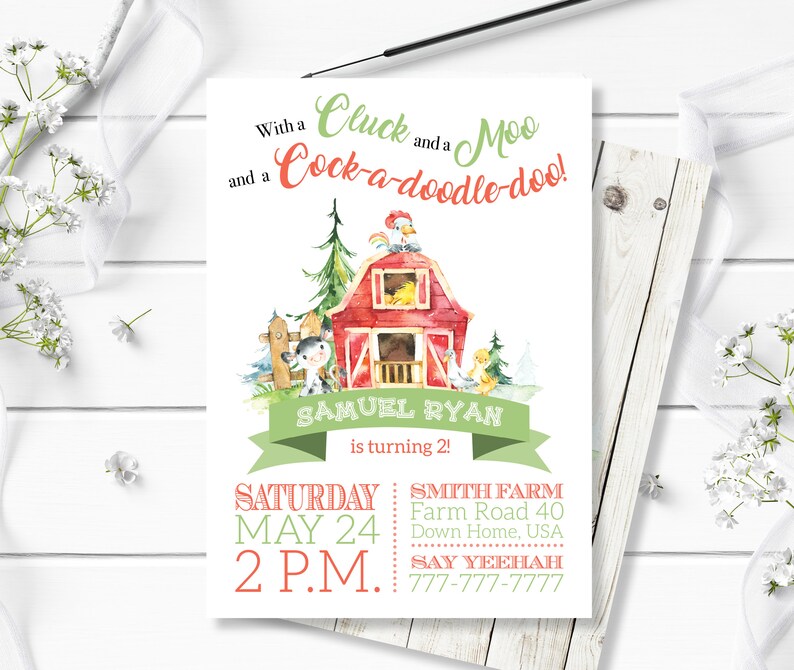Barn Invitation | Barnyard Birthday Invitation, Barnyard Birthday, Farm ...