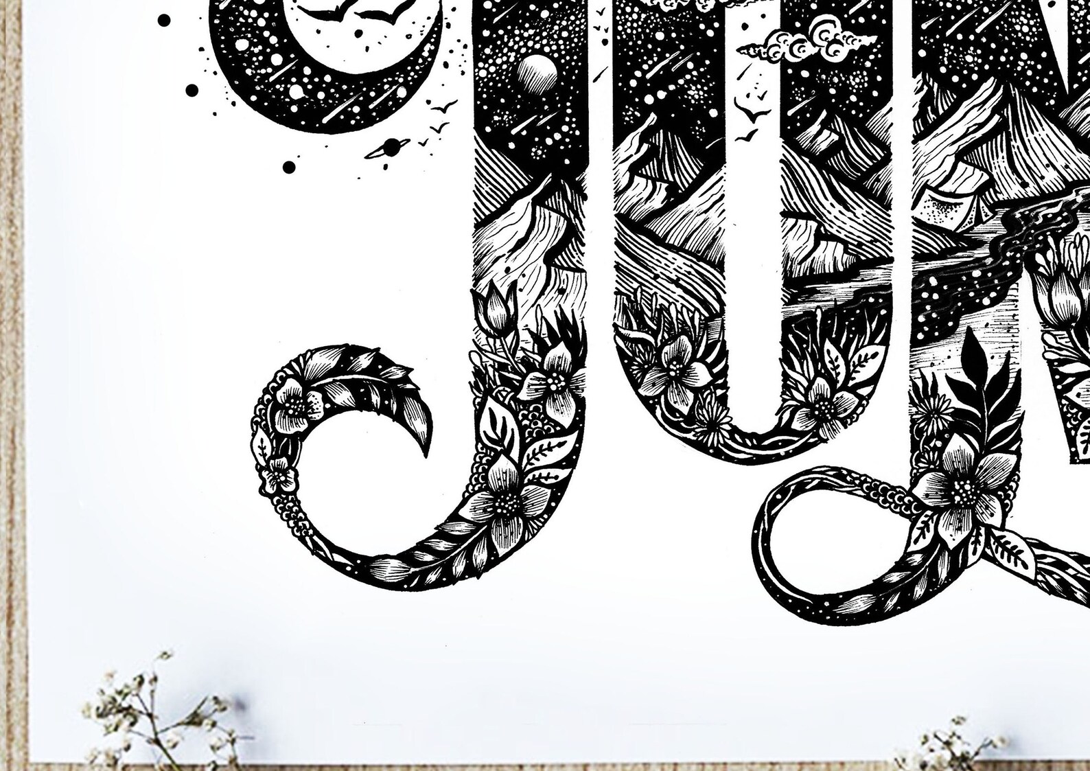 June Landscape Pen Drawing Camping Outdoors Space | Etsy