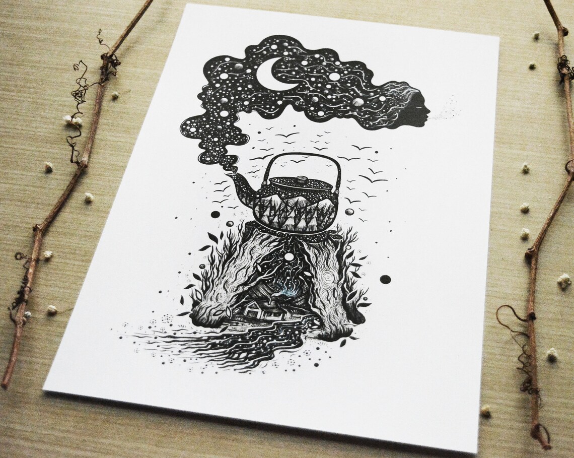 The Life of Fire A4 Size Print Wood Mountains Forest - Etsy