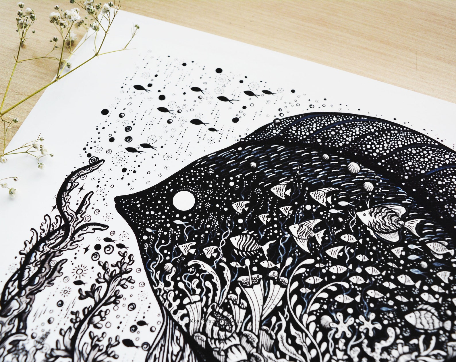 Tropical Fish | Pen Drawing, Fantasy Art, Ocean Art, Night, Nature ...